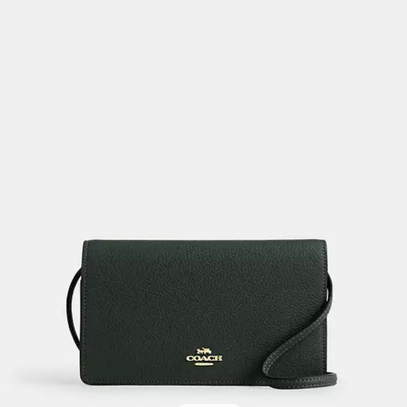 Coach | Bags | Coach 337 Black Refined Pebbled Leather Anna Foldover ...